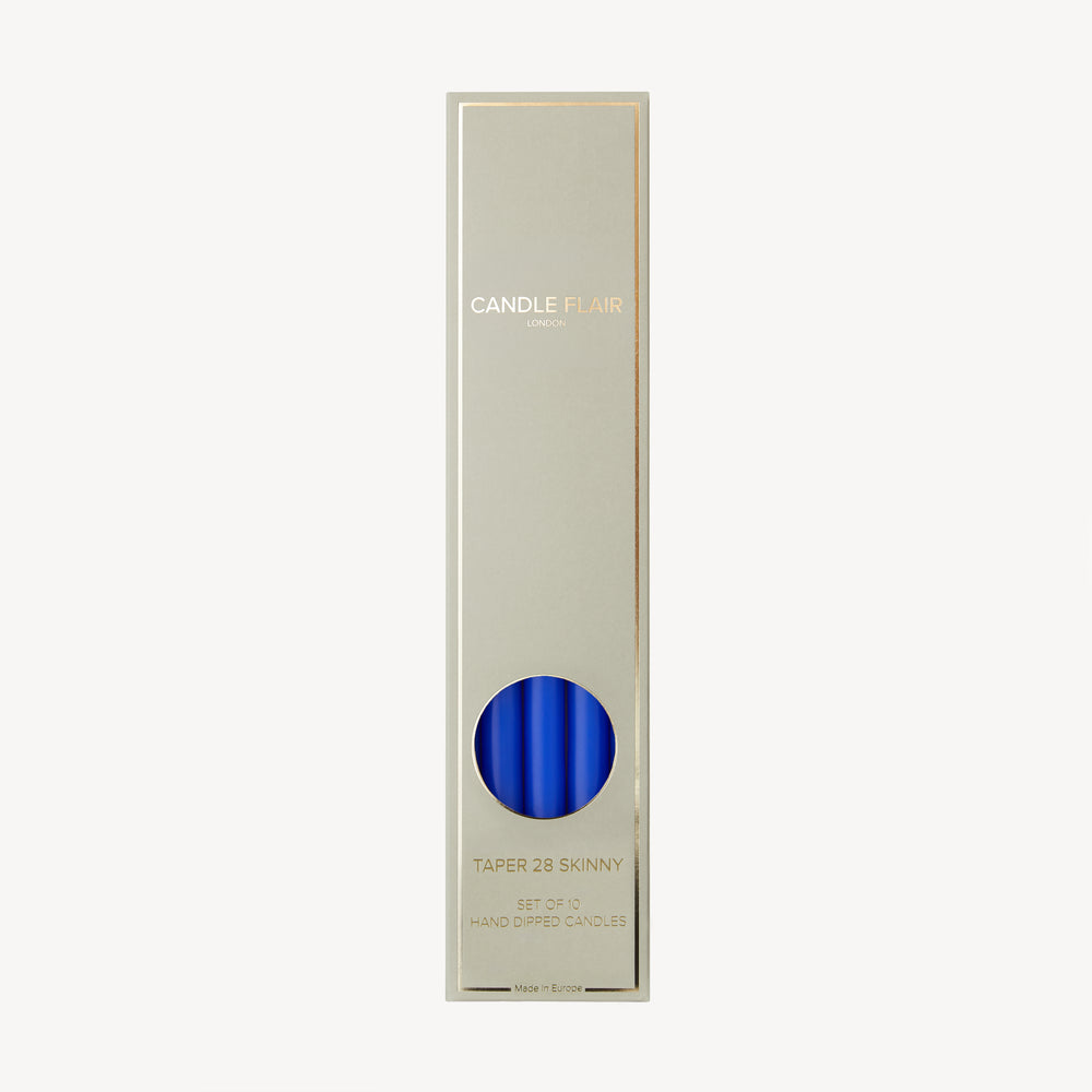 Box of 10 Candles - Taper 28 Skinny - Cobalt Blue