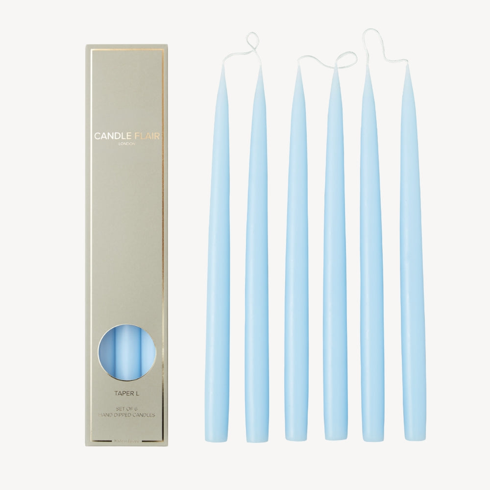 Box of 6 Candles - Taper 35 - Pale Blue