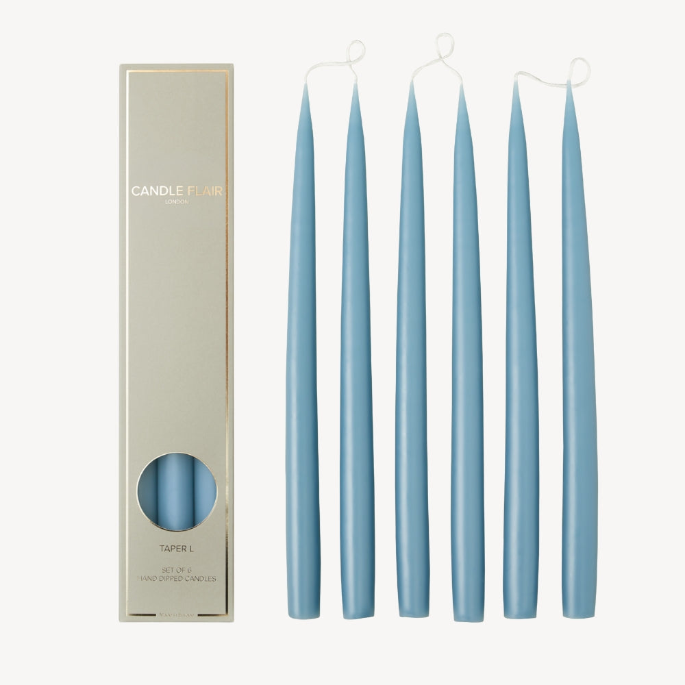 Box of 6 Candles - Taper 35 - Grey Blue