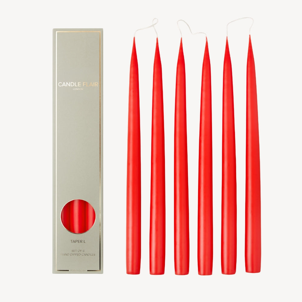 Box of 6 Candles - Taper 35 - Ruby Red