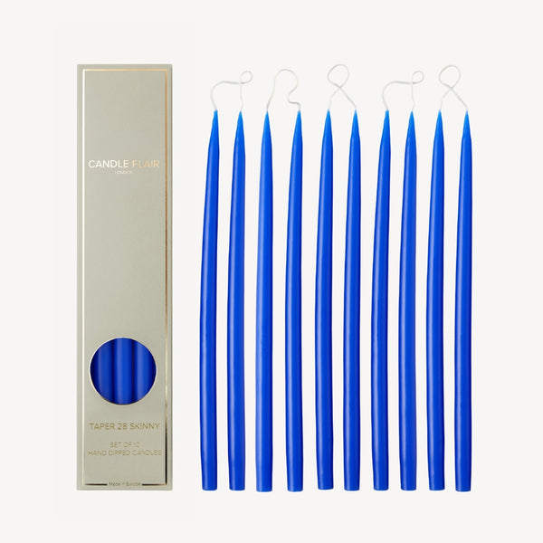 Box of 10 Candles - Taper 28 Skinny - Cobalt Blue